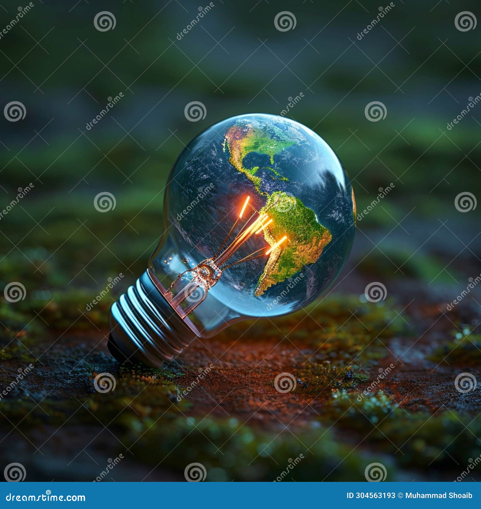 Environmental Enlightenment Light Bulb with a World Map Stock ...