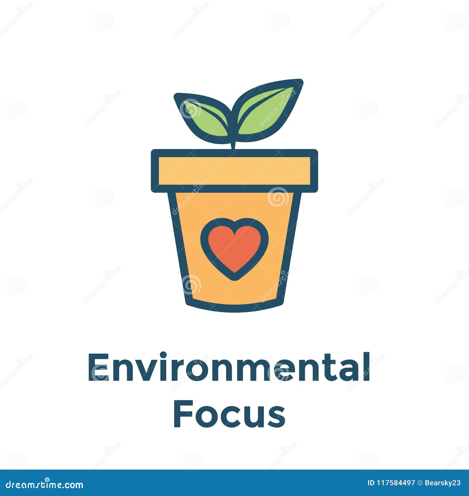 Environmental Focus Concerns Icon W Potted Plant and Leaf & Hear Stock ...