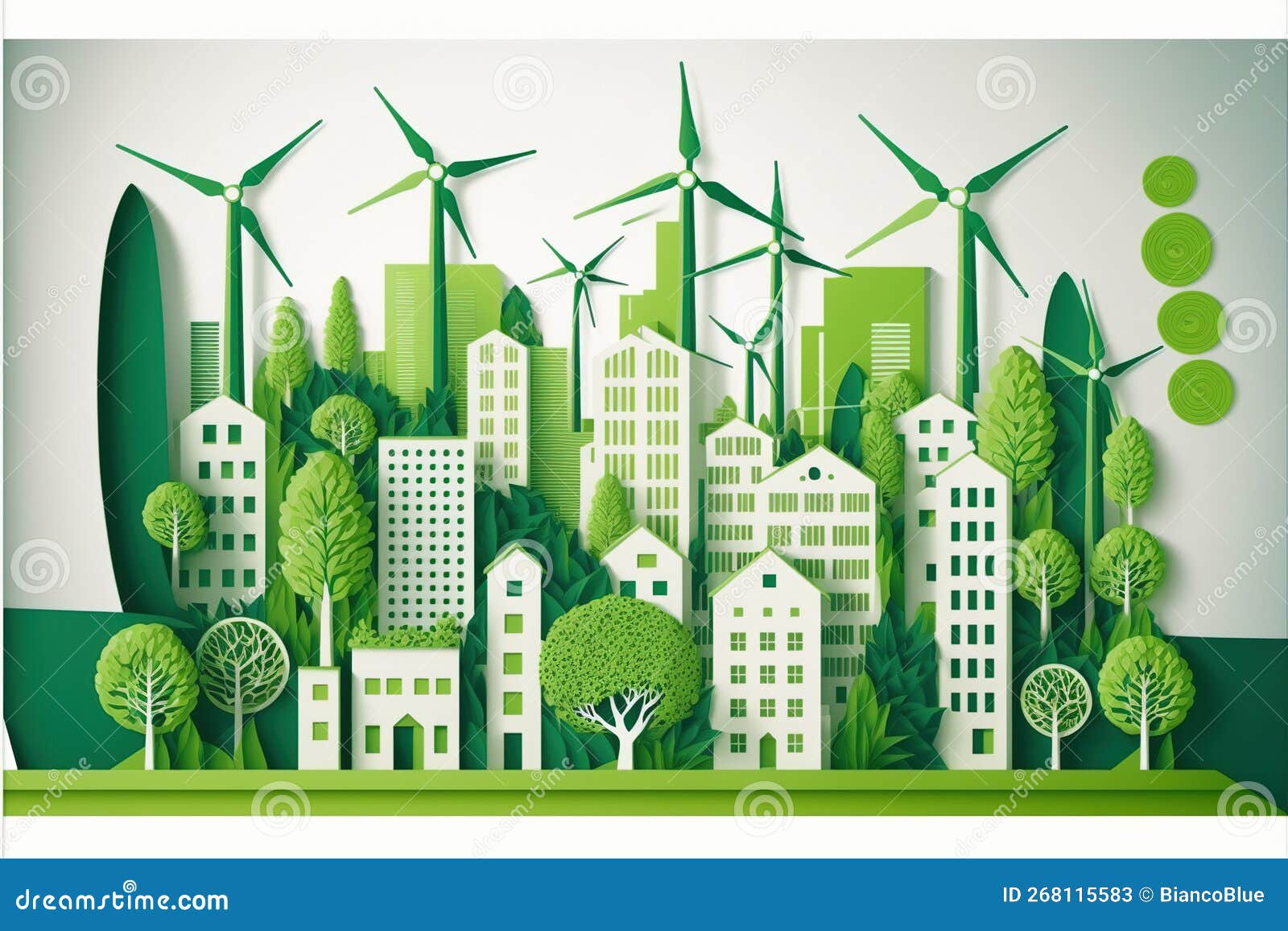 Environmental Friendly Green City With Sustainable Energy Conservation