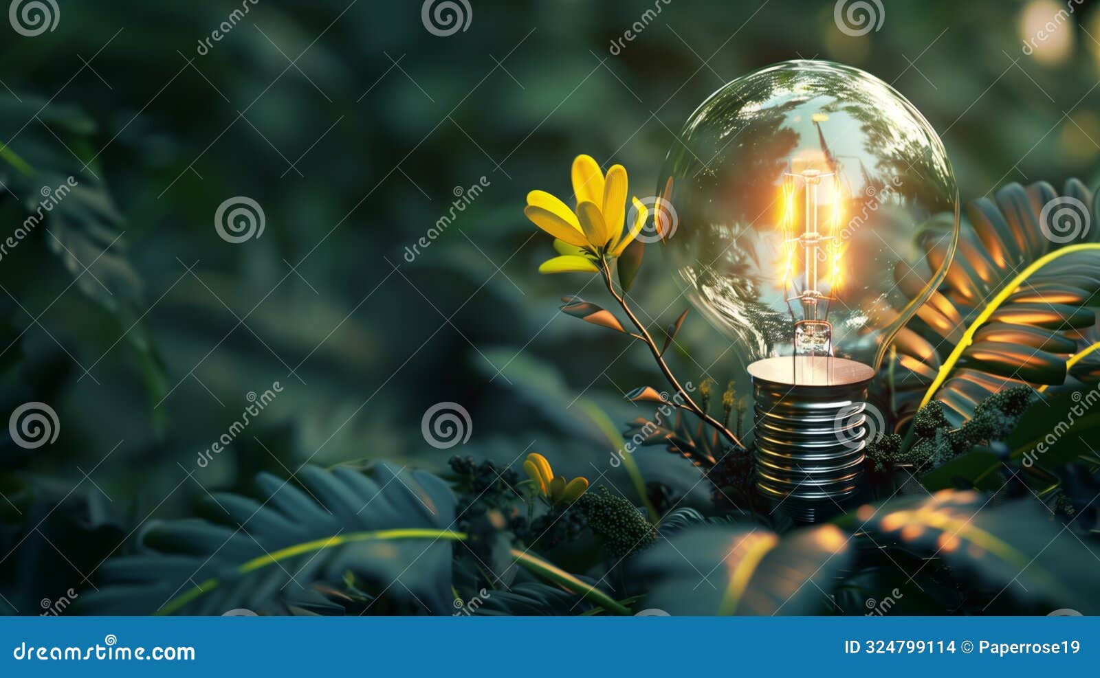 Environmental Friendly Lightbulb with Ecosystem Stock Photo - Image of ...