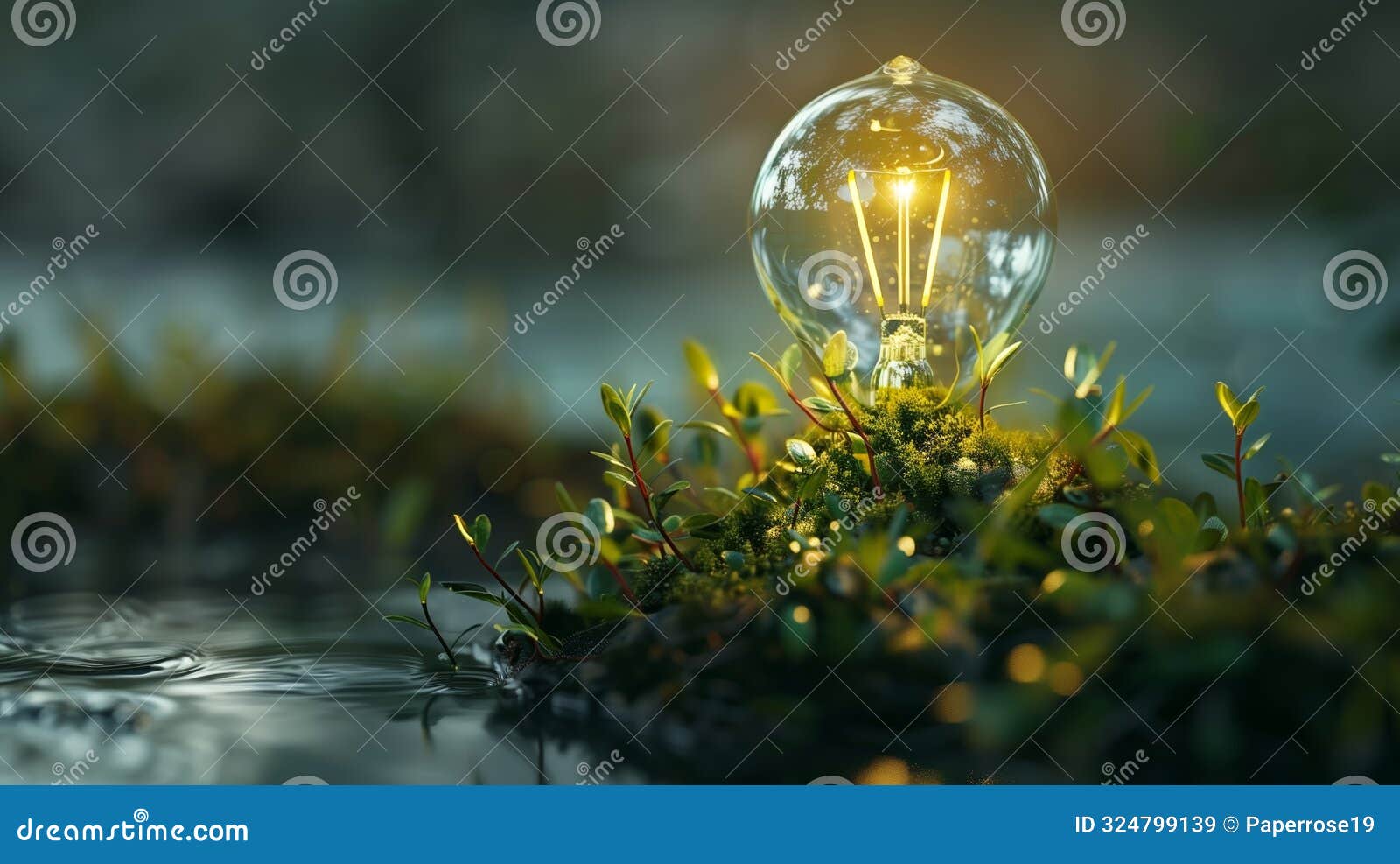 Environmental Friendly Lightbulb with Ecosystem Stock Image - Image of ...