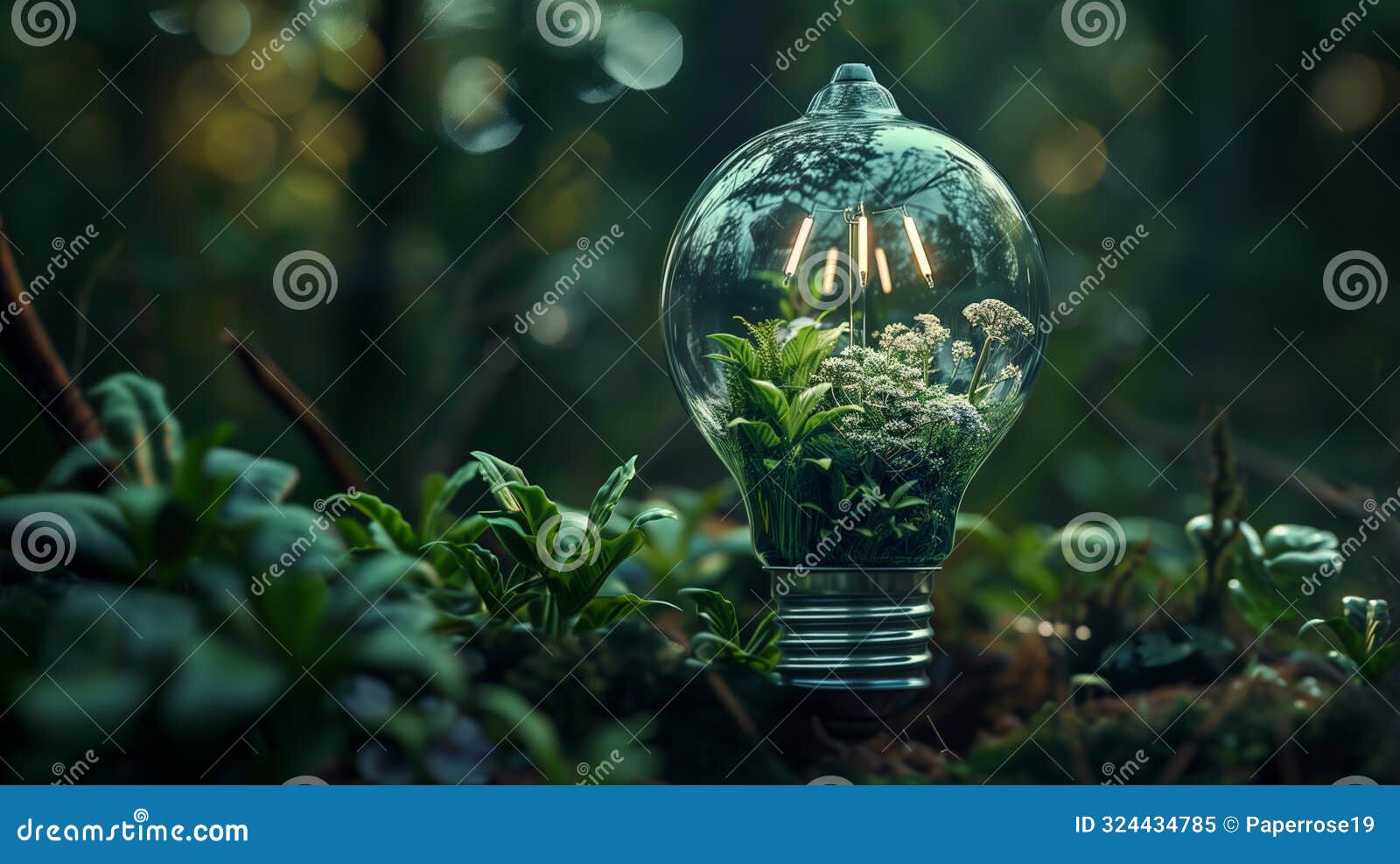 Environmental Friendly Lightbulb with Ecosystem Stock Image - Image of ...