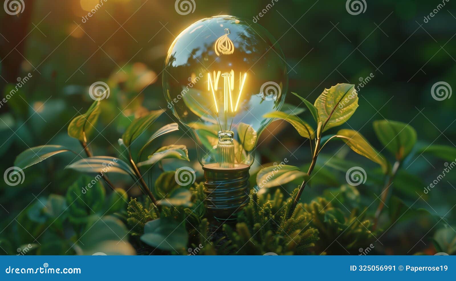 Environmental Friendly Lightbulb with Ecosystem Stock Image - Image of ...