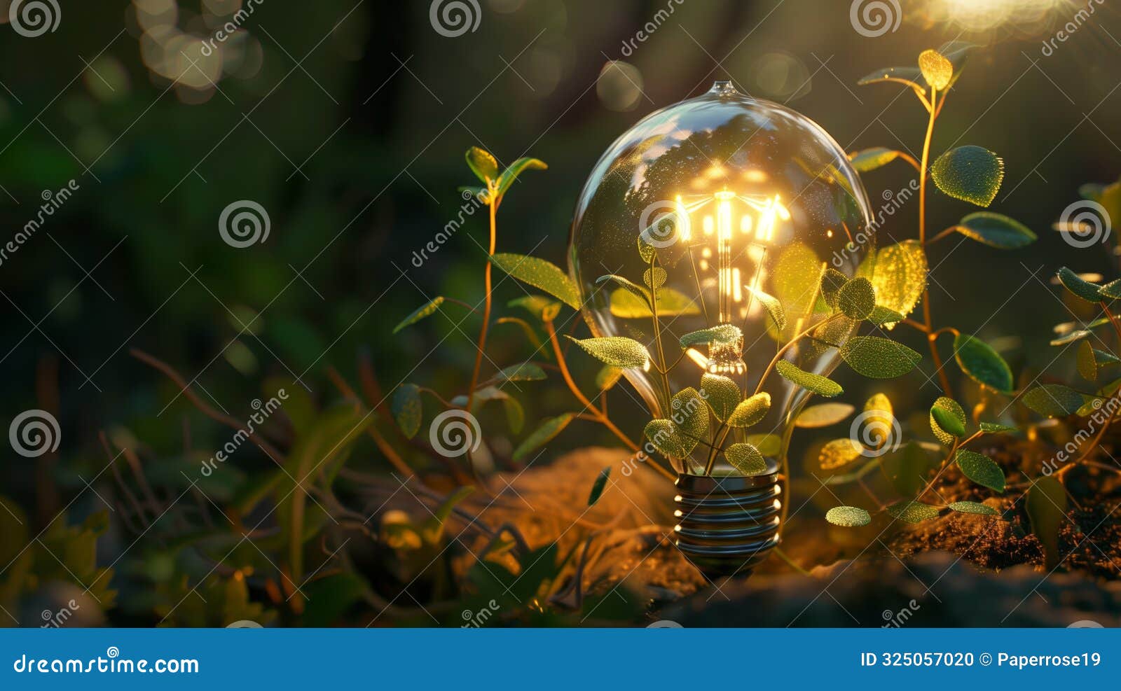 Environmental Friendly Lightbulb with Ecosystem Stock Photo - Image of ...