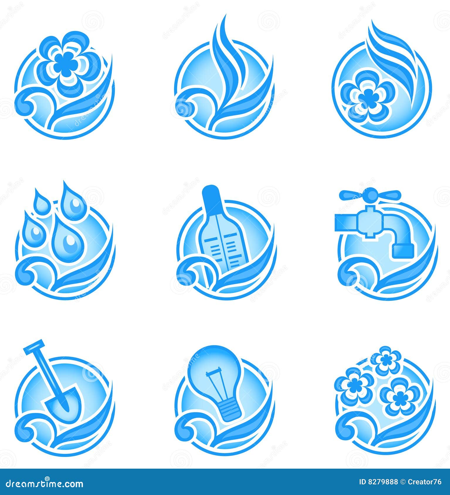 Environmental Icons in Blue Stock Vector - Illustration of environment ...