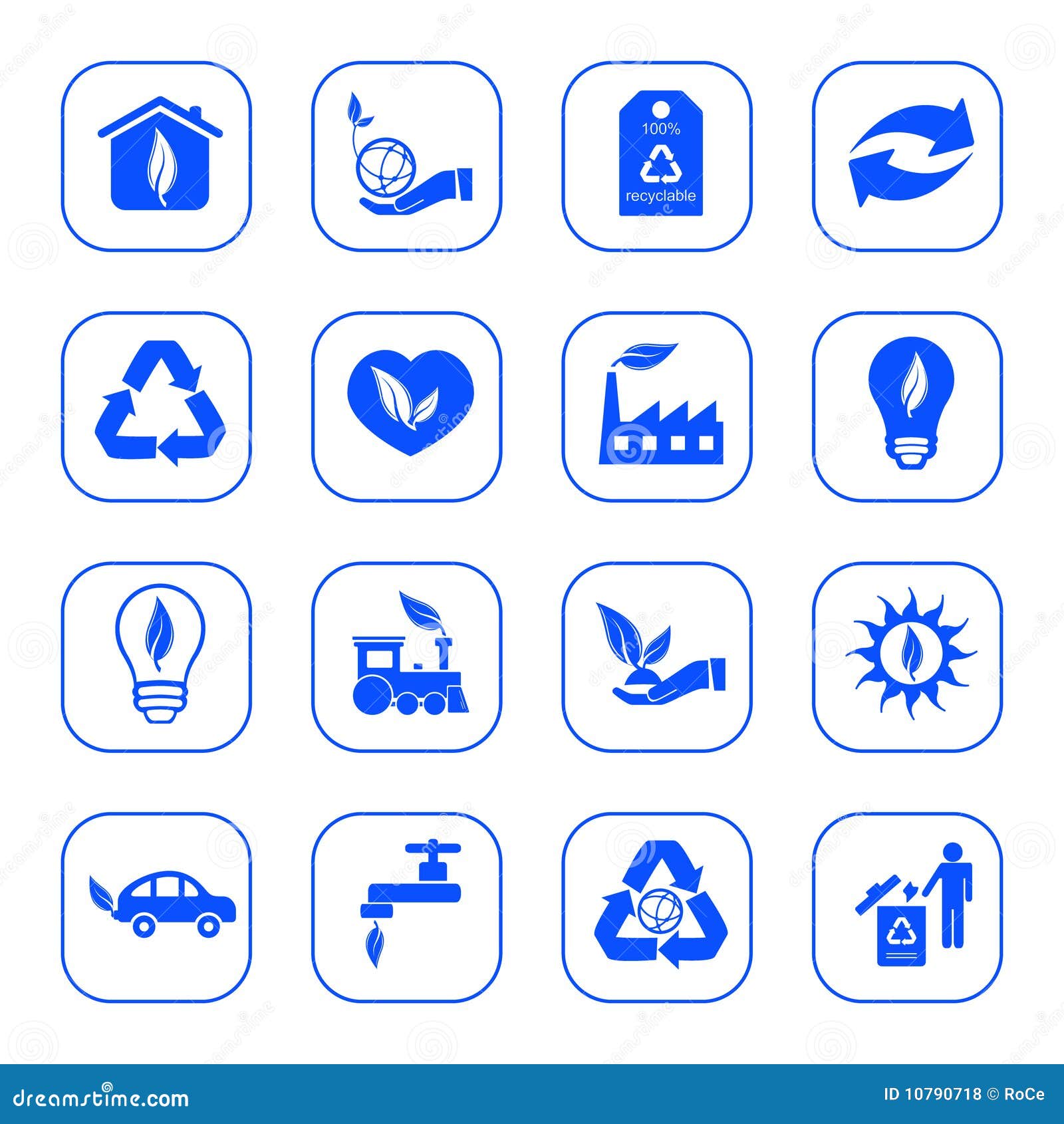 Environmental Icons - Blue Series Stock Illustration - Illustration of ...