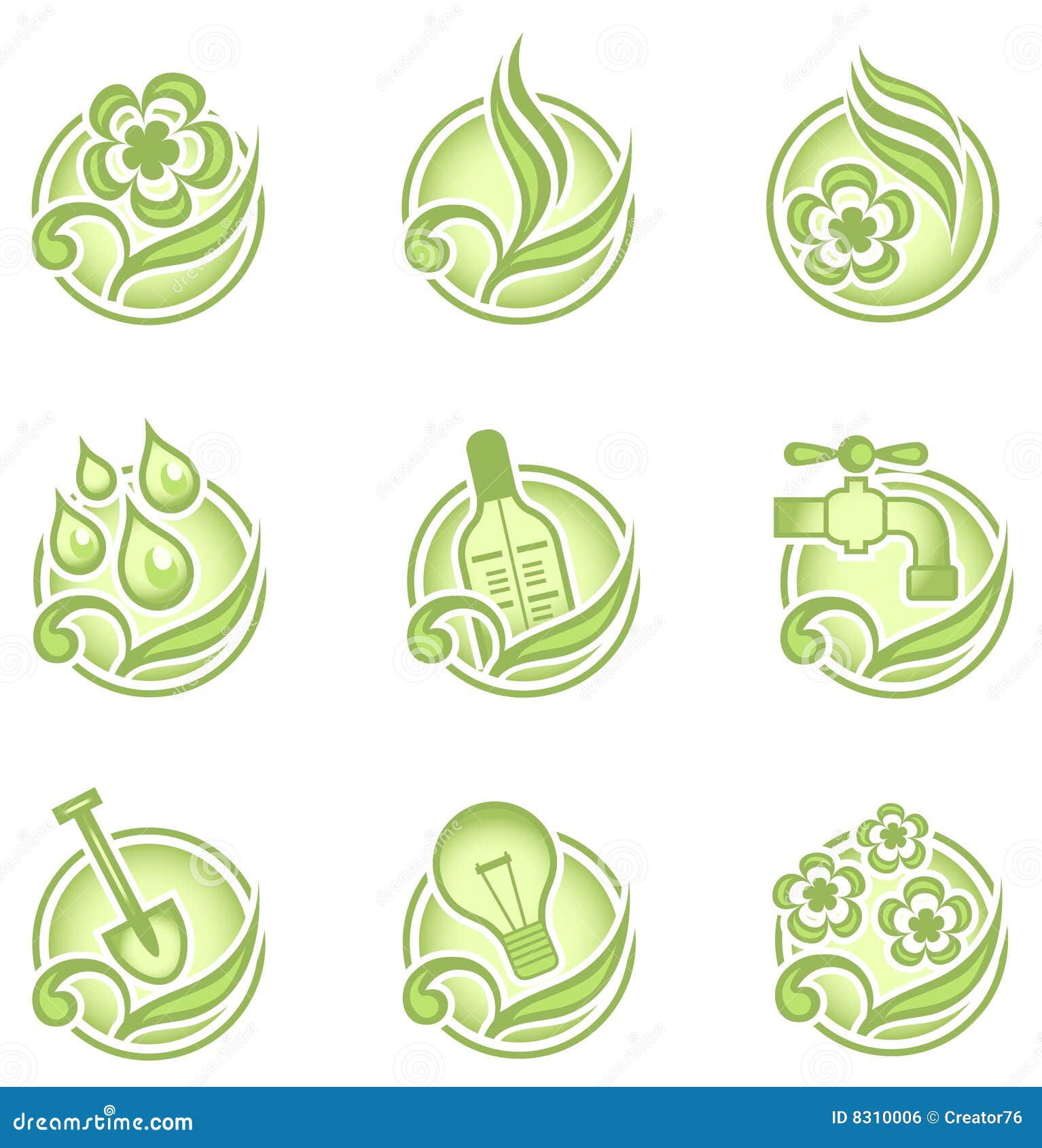 Environmental Icons in Green Stock Vector - Illustration of environment ...