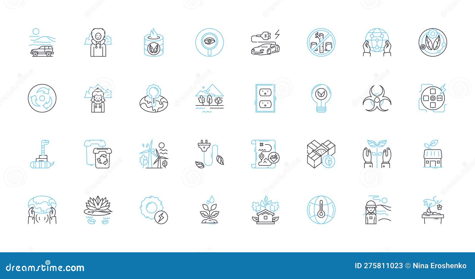 Environmental Impact Linear Icons Set. Sustainability, Pollution ...