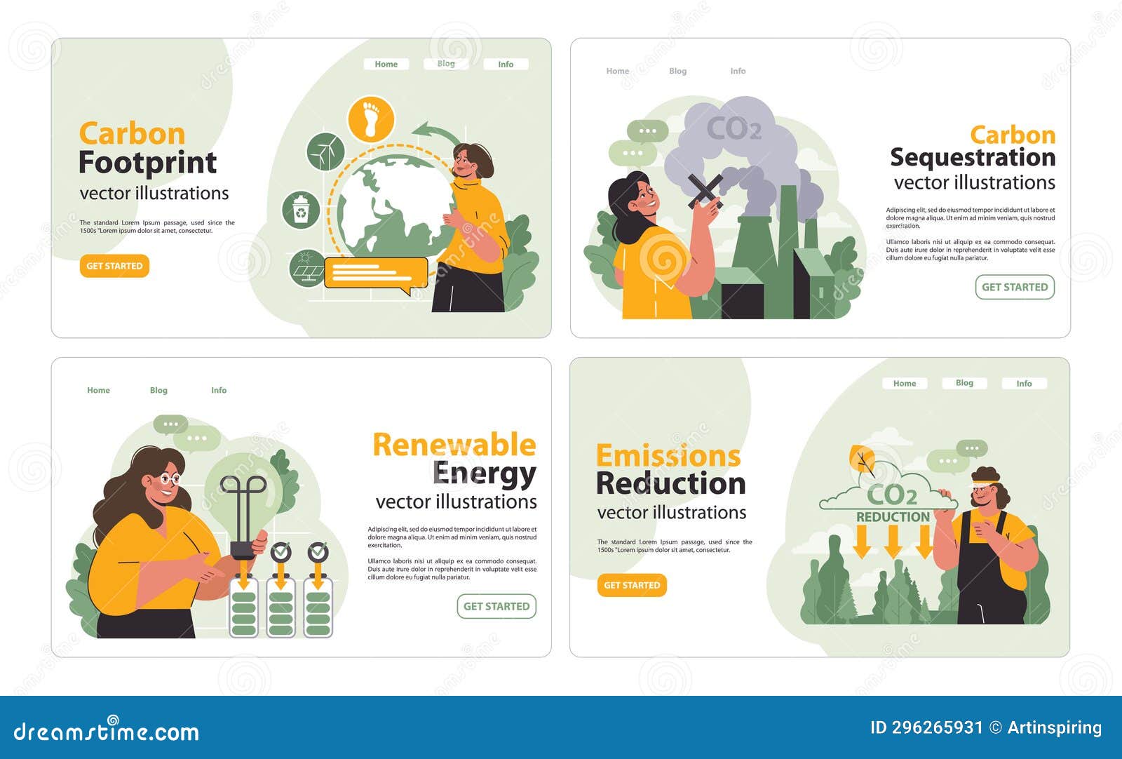 Environmental Impact Set. Flat Vector Illustration Stock Illustration ...