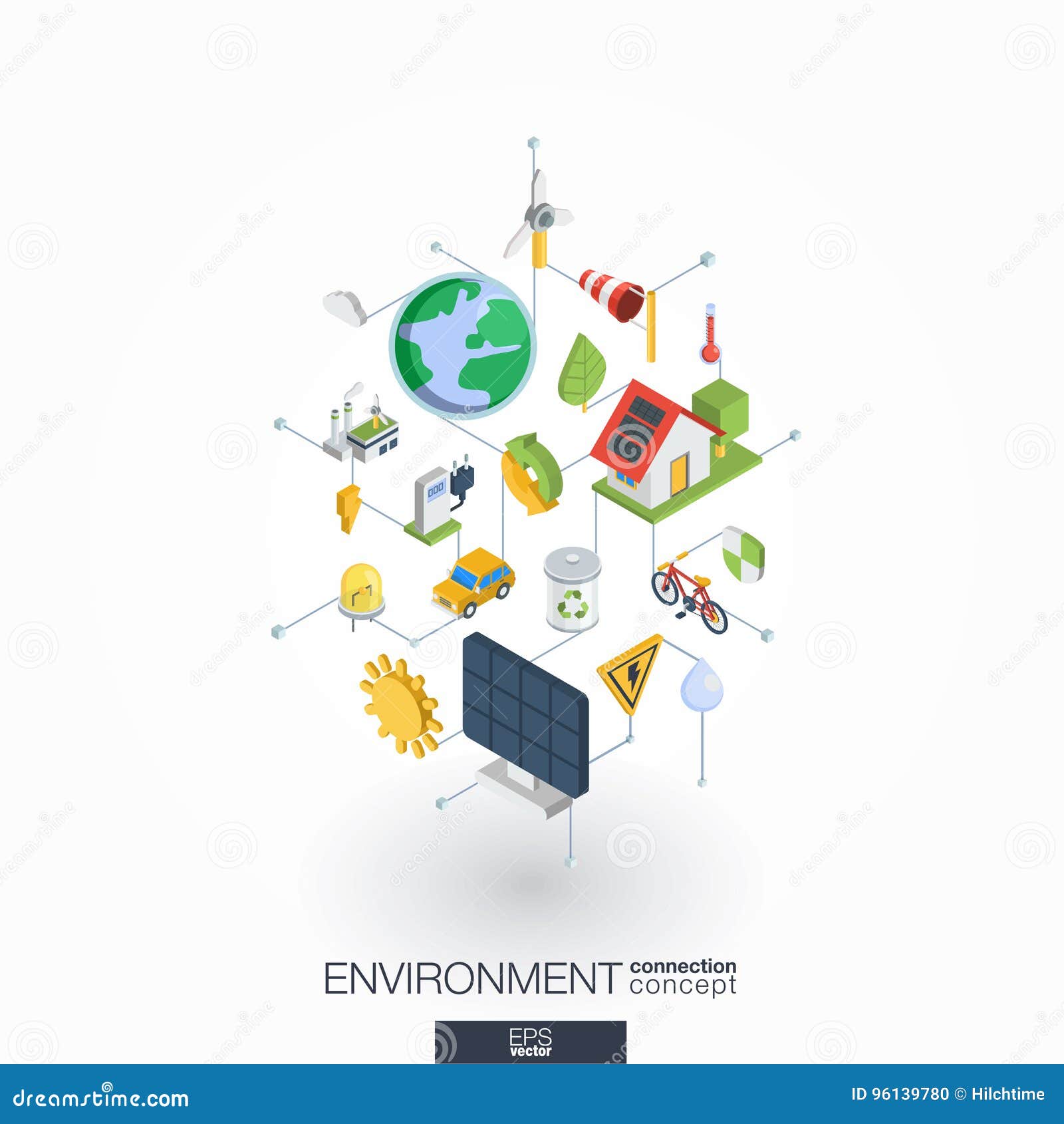 Environmental Integrated 3d Web Icons. Digital Network Isometric ...