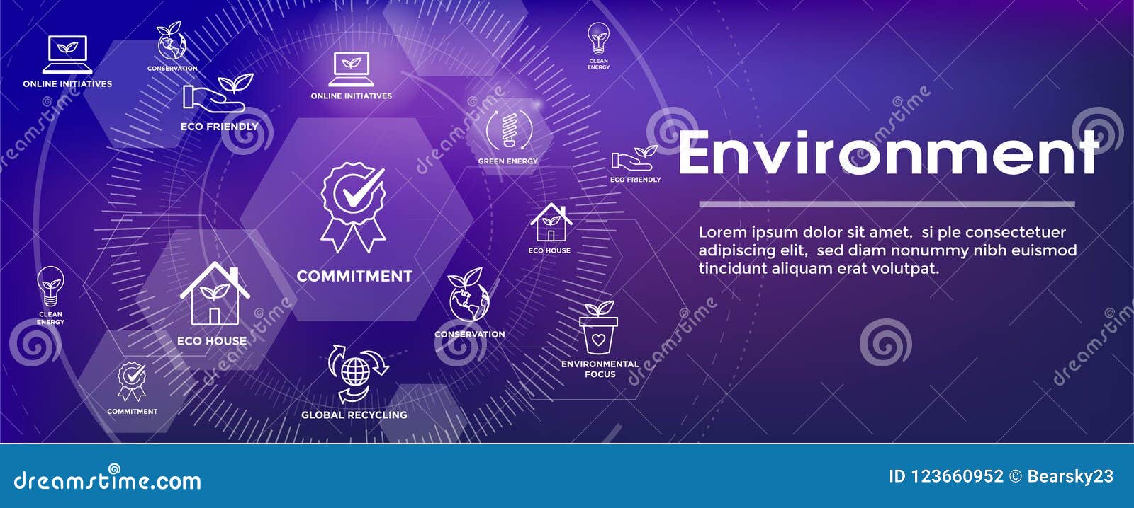 Environmental Issues Header Web Banner - Recycling, Etc Icon Set Stock ...