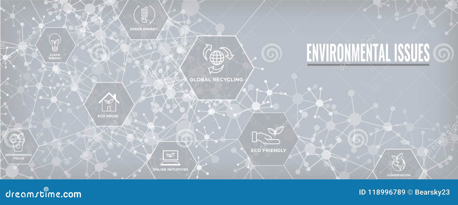 Environmental Issues Header Web Banner - Recycling, Etc Icon Set Stock ...