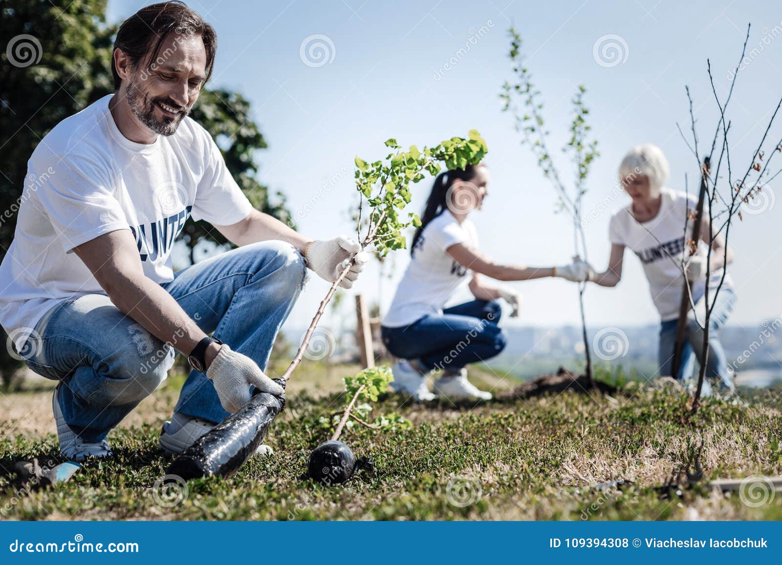 Joyful Handsome Man Looking at the Tree Stock Photo - Image of ...