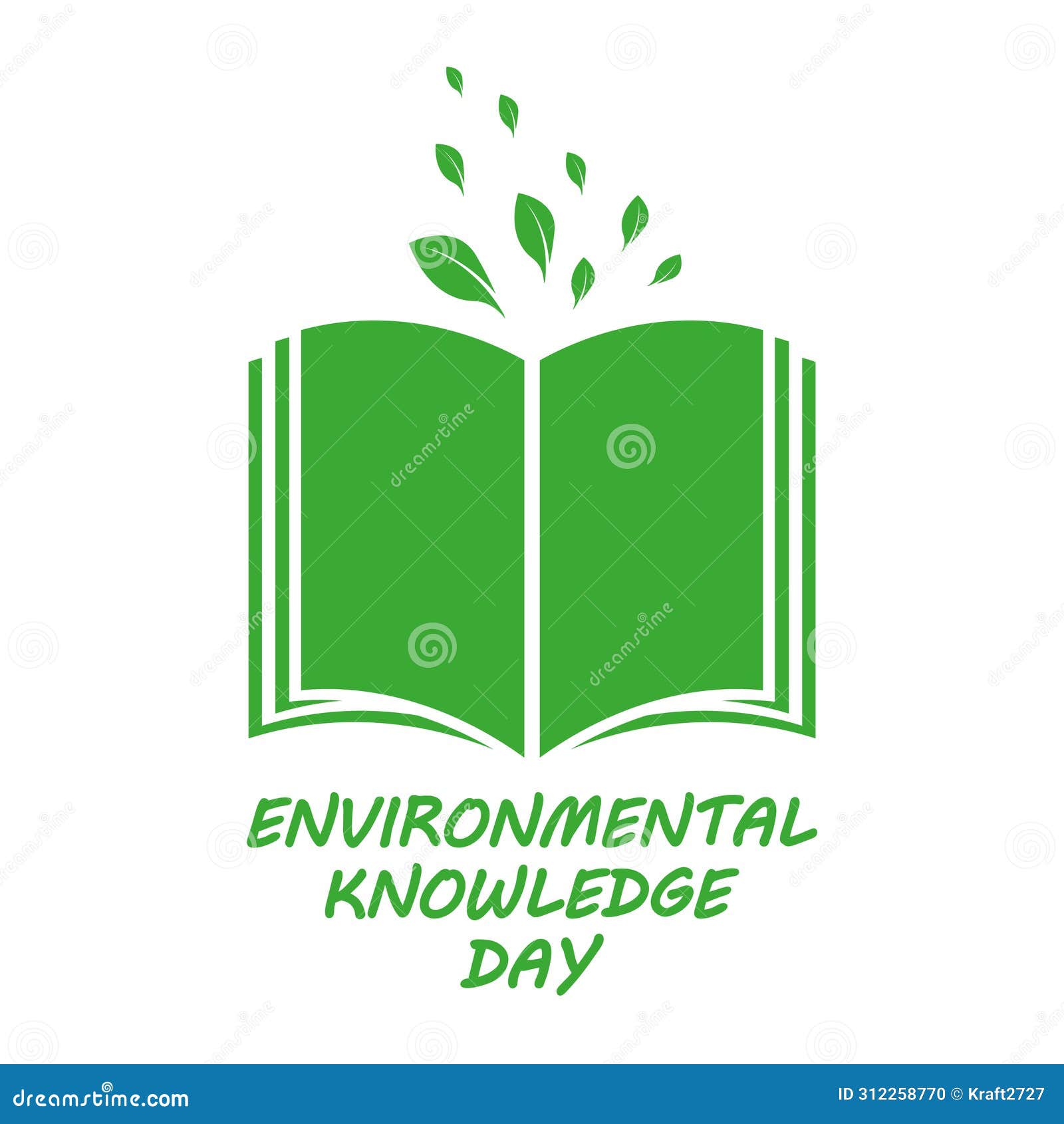 Environmental Knowledge Day Book with Green Leaves Stock Vector ...