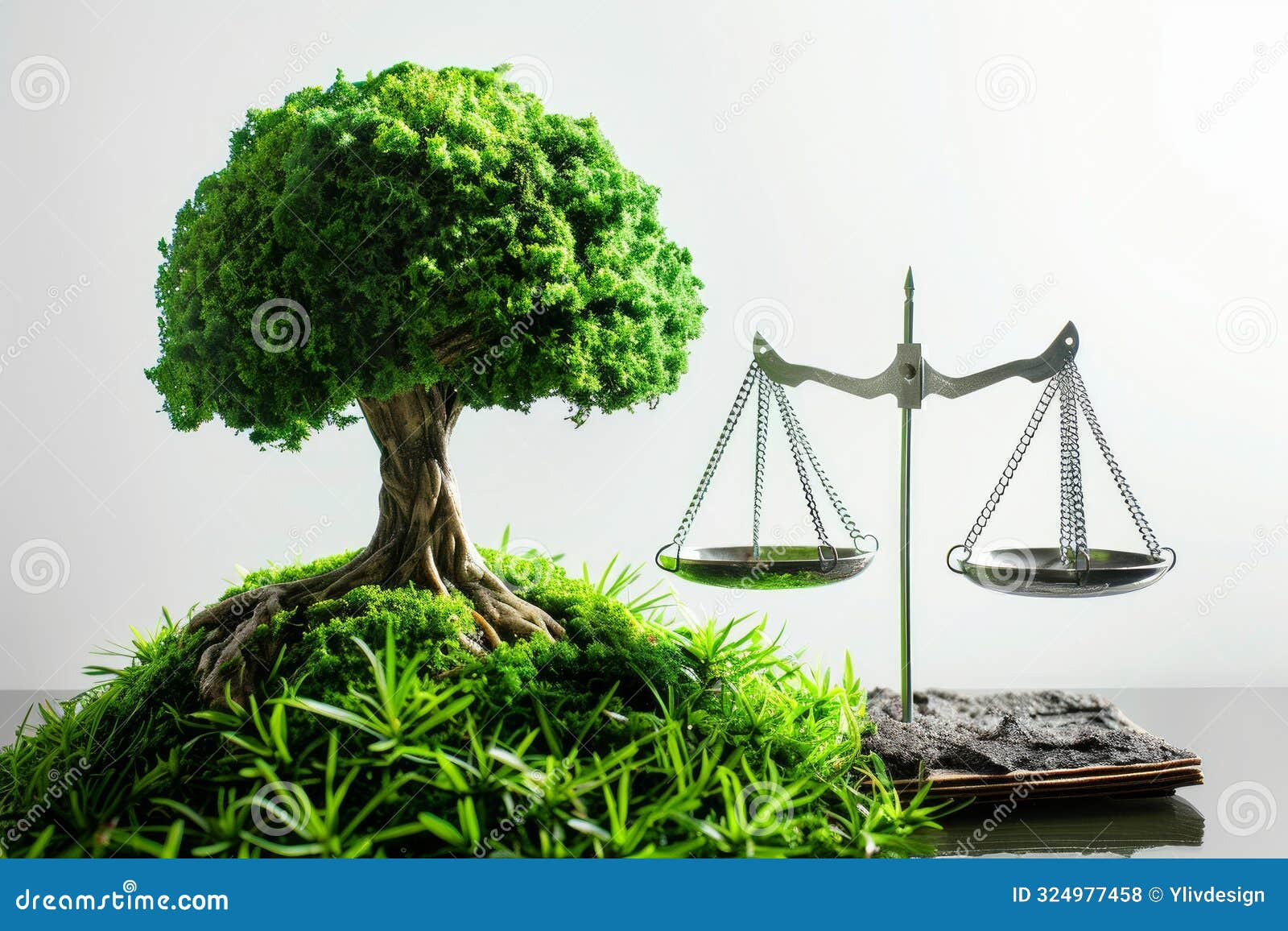 Environmental Law Balance Concept with Tree and Scales Stock Photo ...