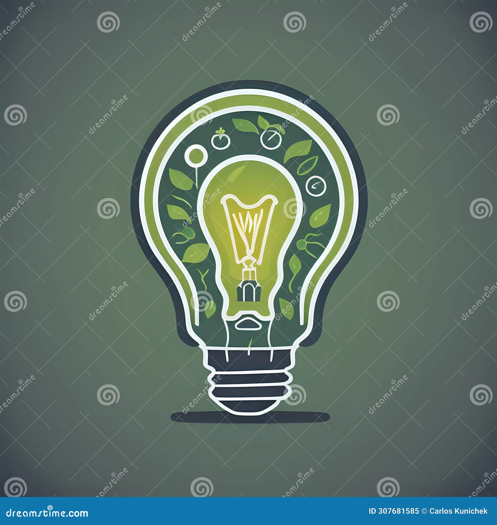 Environmental Light Bulb Icon Vector Clean Technology Symbol ...