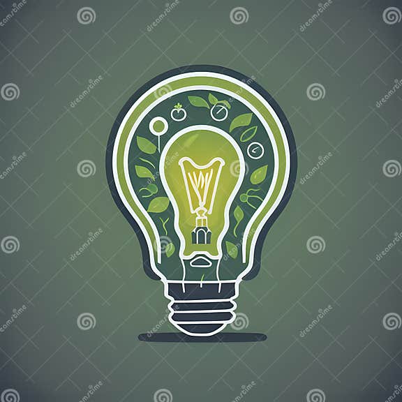Environmental Light Bulb Icon Vector Clean Technology Symbol ...