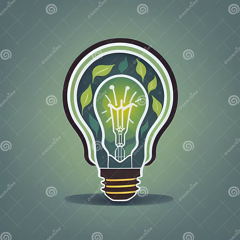 Environmental Light Bulb Icon Vector Clean Technology Symbol ...