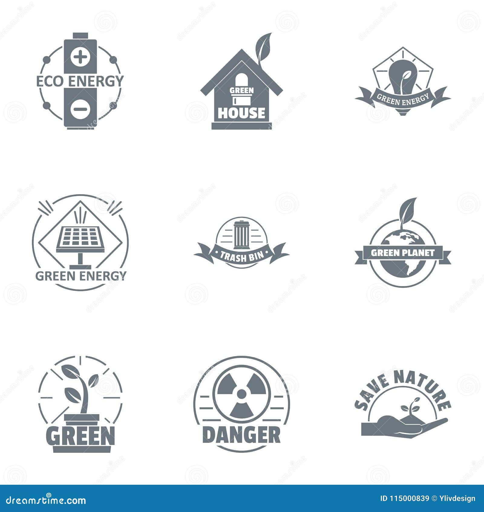 Environmental Logo Set, Simple Style Stock Vector - Illustration of ...
