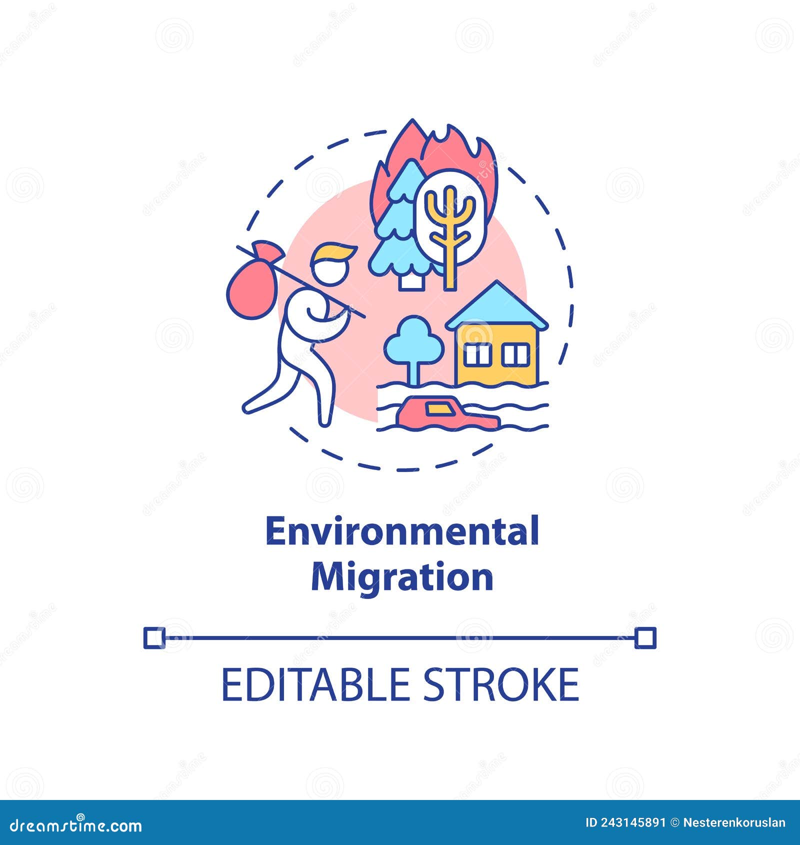 Environmental Migration Concept Icon Stock Vector - Illustration of ...