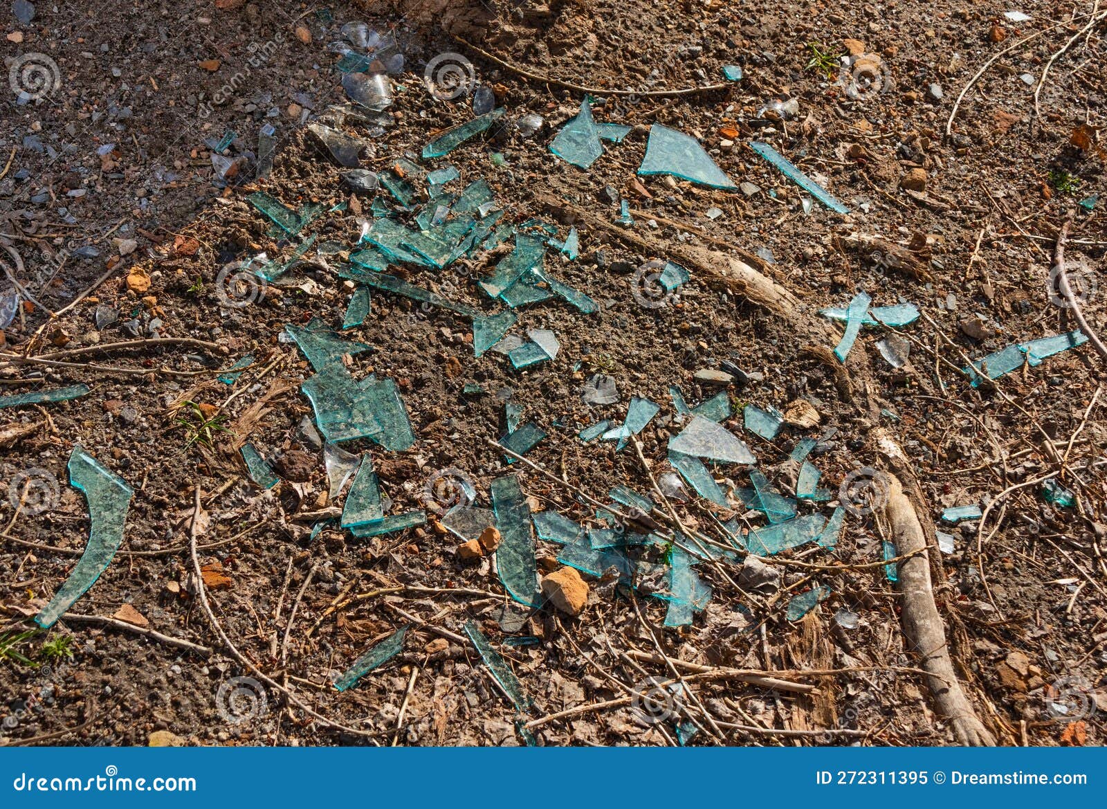 Environmental Pollution, Broken Glass on the Ground Stock Image - Image ...