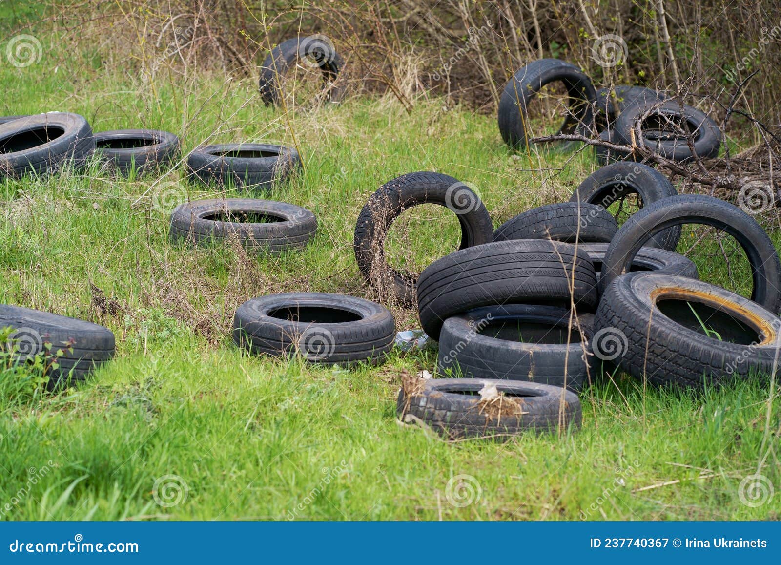 Environmental Pollution Concept, Ecology Problem. Tires from Car Wheels ...