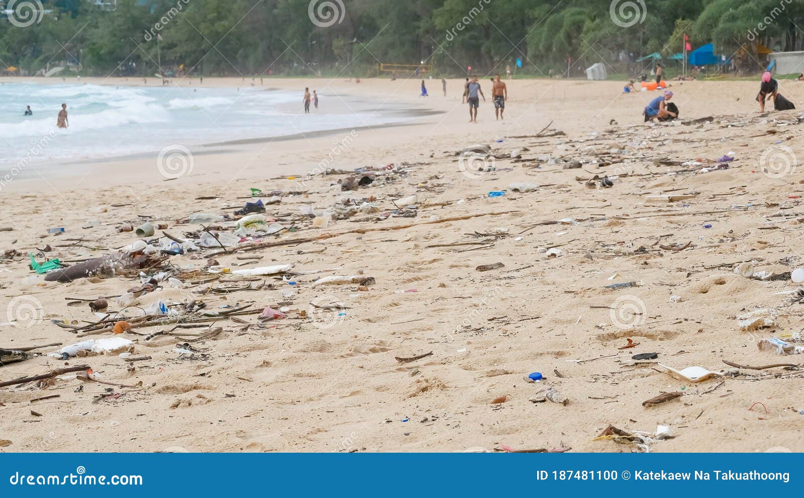 Garbage on sand beach stock photo. Image of dirty, stack - 187481100