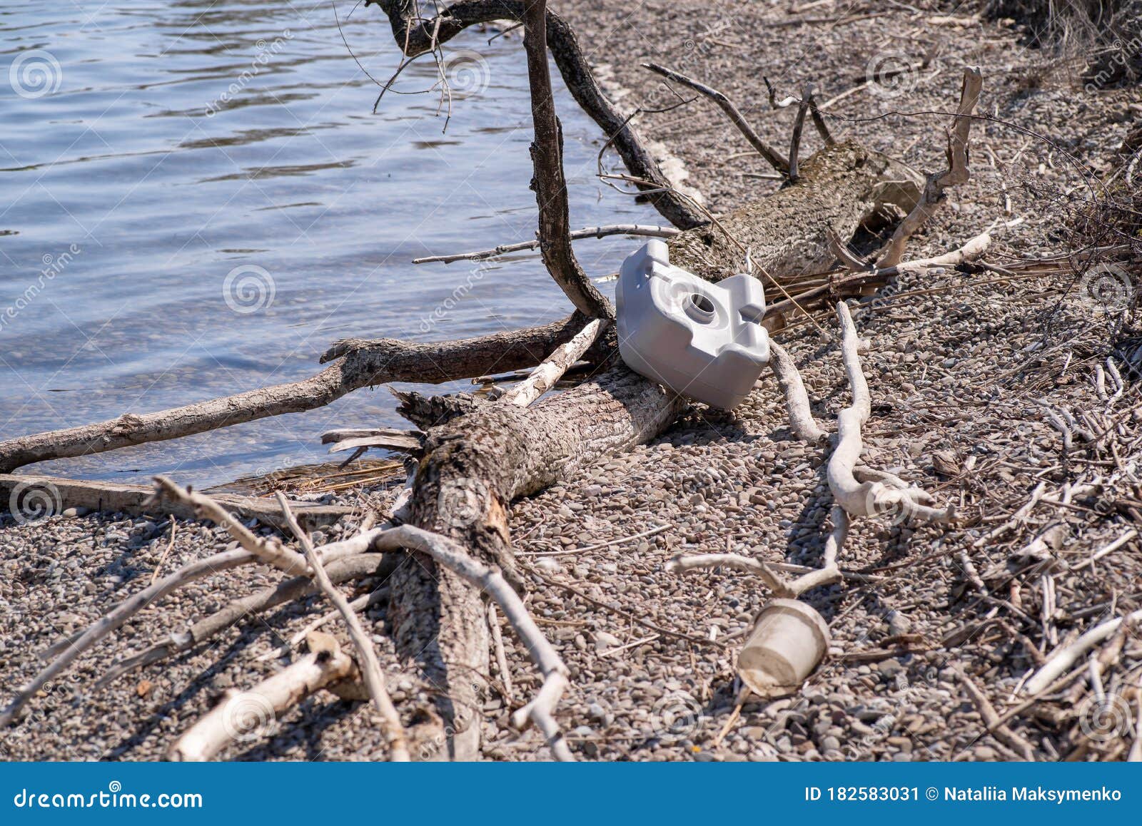 Garbage on the River, River Pollution. Environmental Pollution. Stock ...