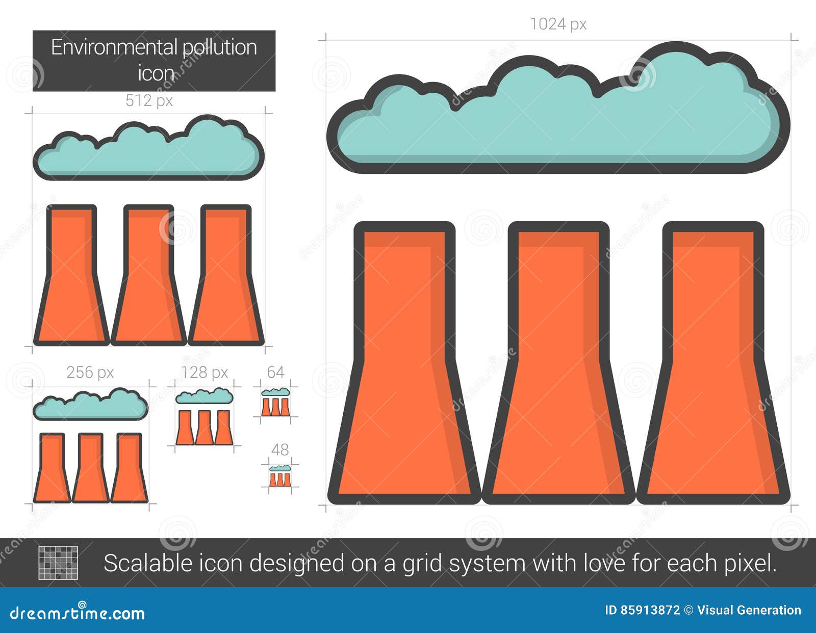 Environmental Pollution Line Icon. Stock Vector - Illustration of ...