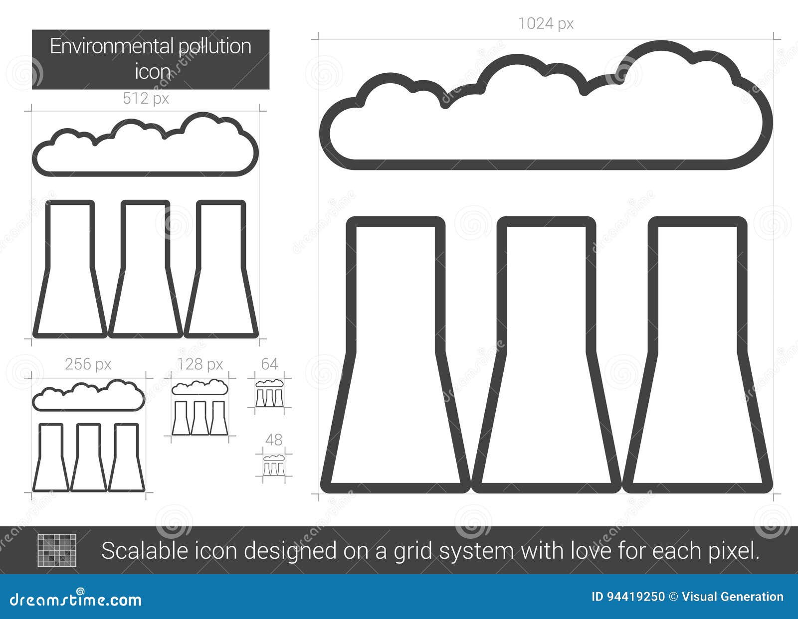 Environmental Pollution Line Icon. Stock Vector - Illustration of ...
