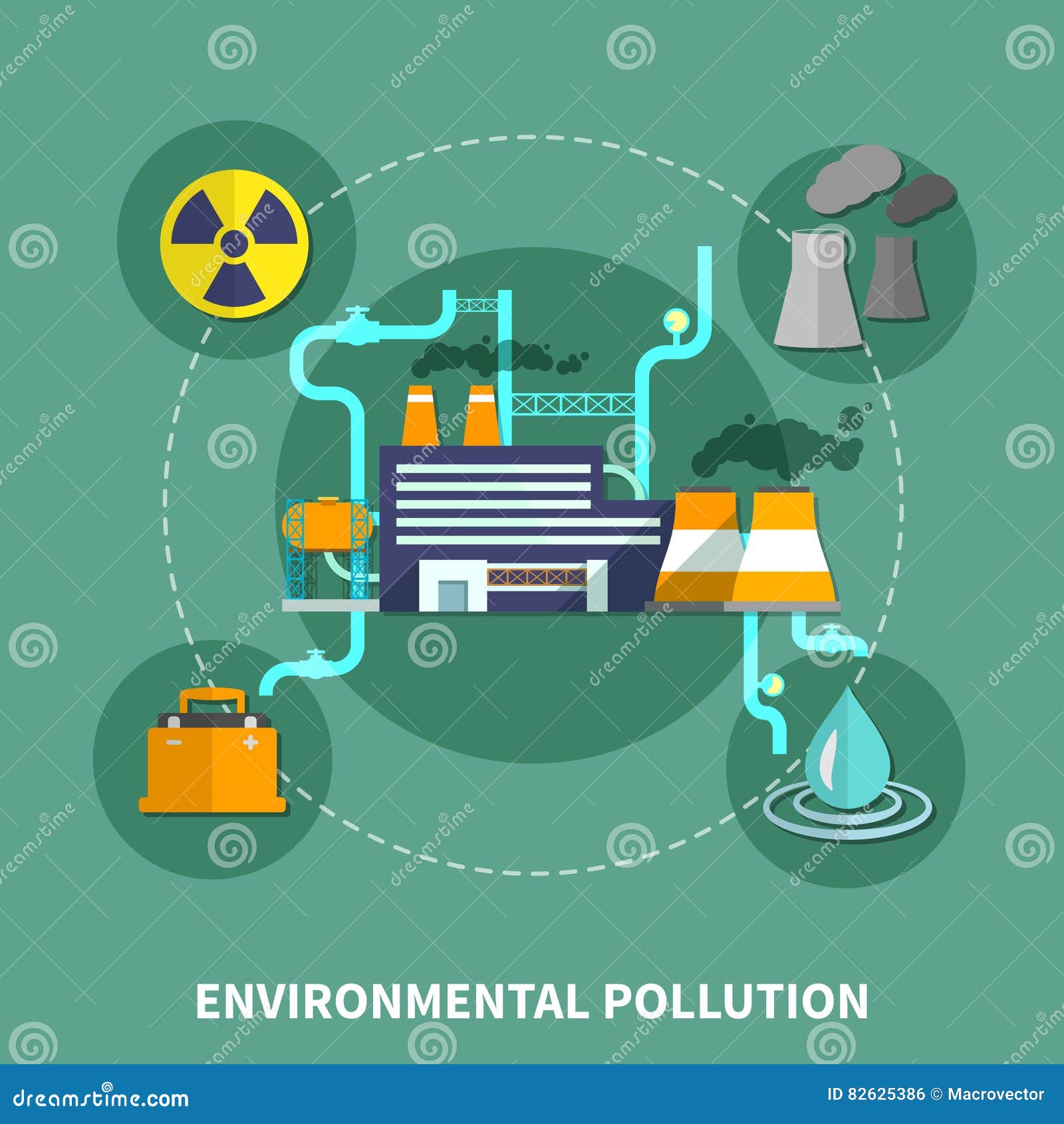 Environmental Pollution Object Vector Illustration Stock Vector - Illustration of global ...
