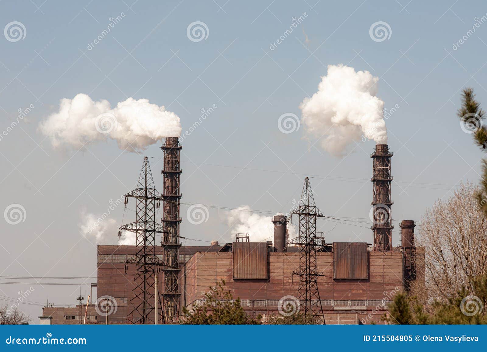 Environmental Pollution. Smoke from the Pipes of a Mining Plant Stock ...