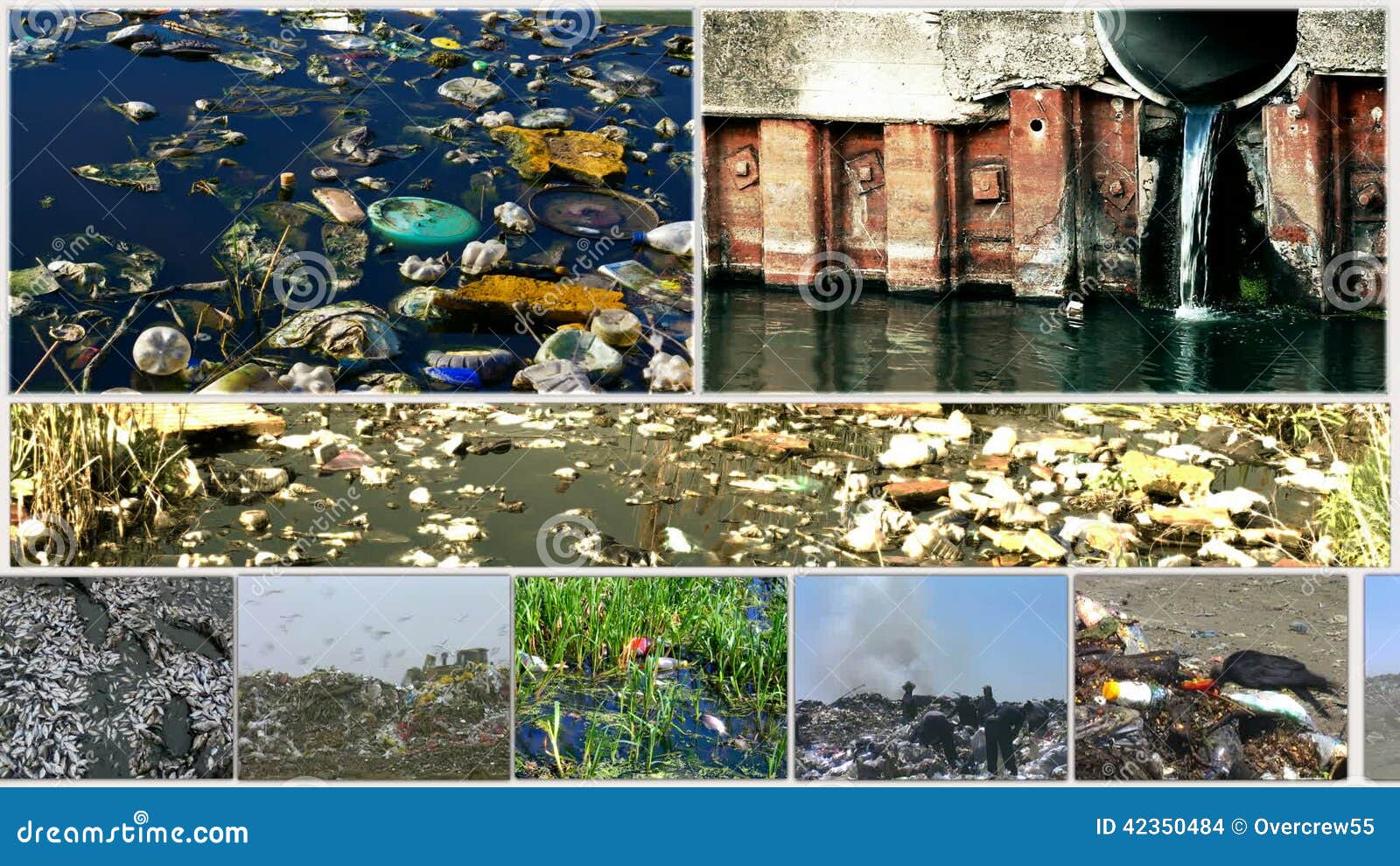 Environmental Pollution in Various Forms-split Screen Stock Footage ...