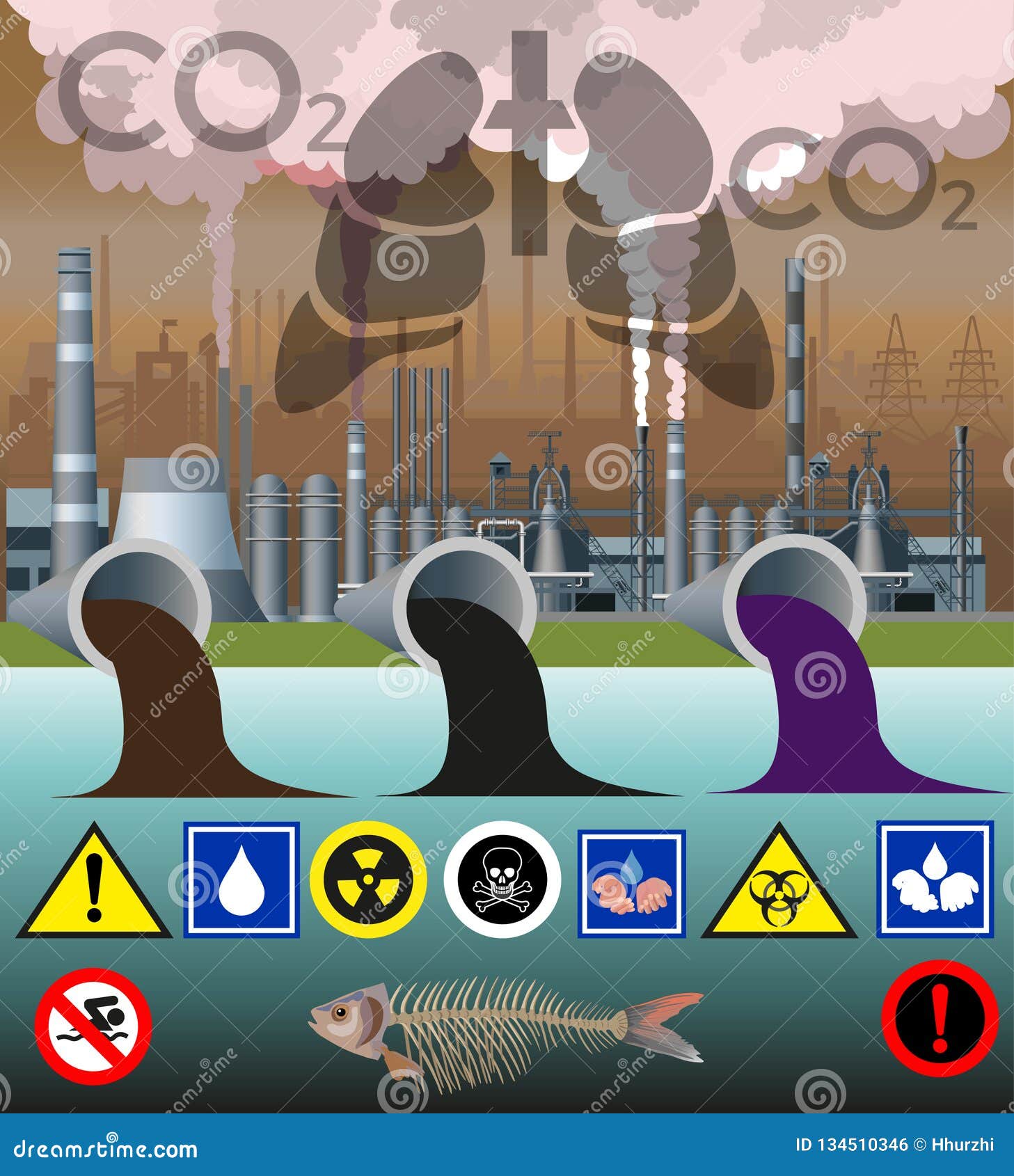 Environmental Pollution Vector Stock Vector - Illustration of ...