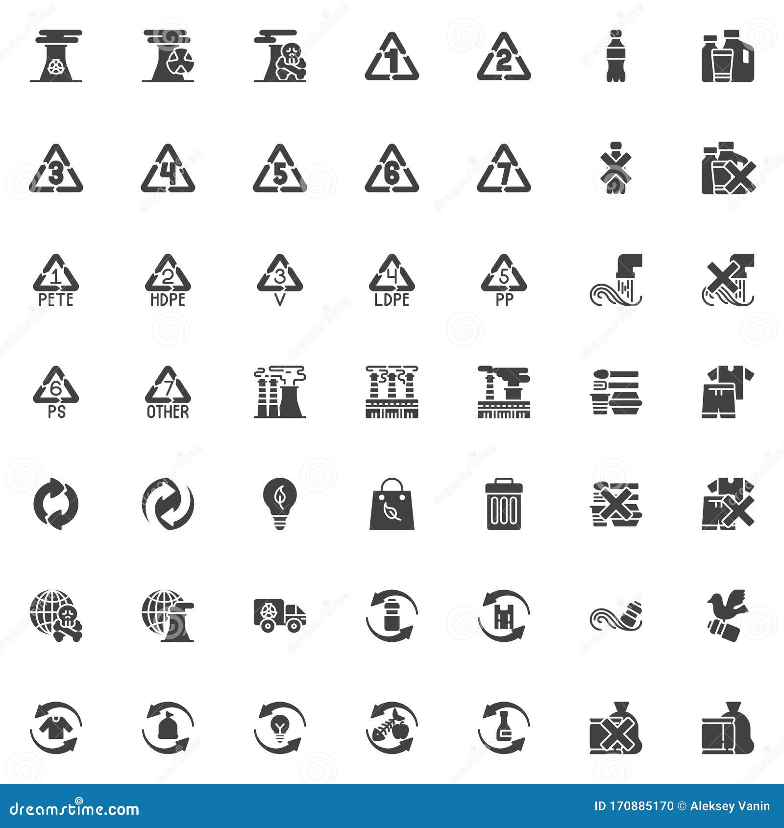 Environmental Pollution Vector Icons Set Stock Vector - Illustration of ...