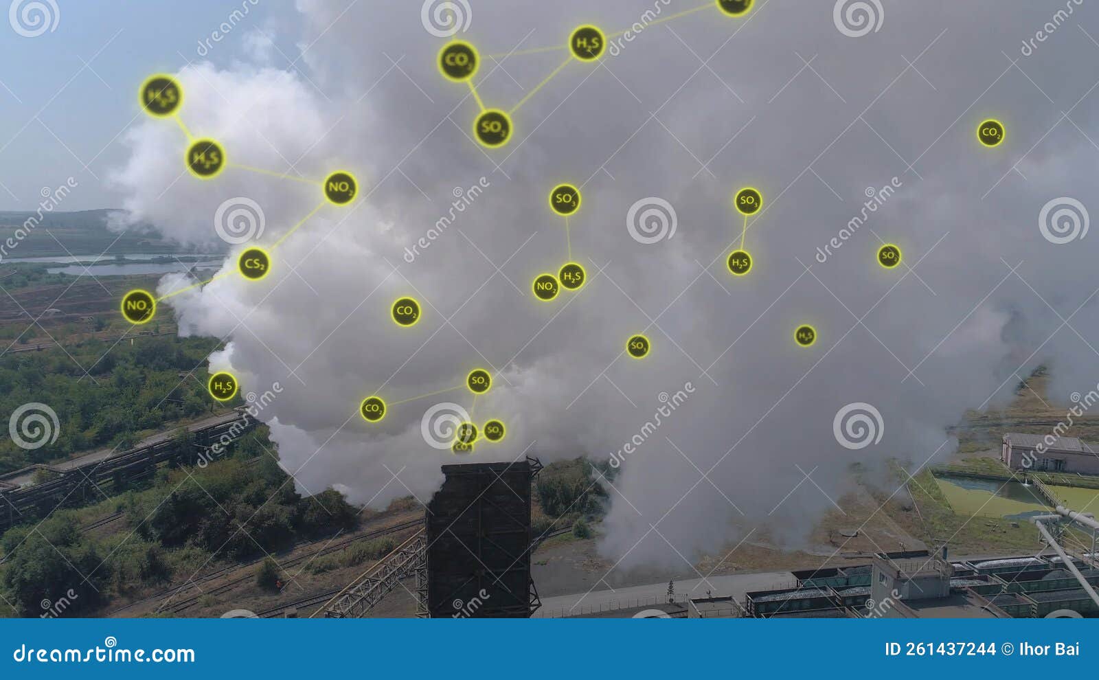 Environmental Pollution Visualization. White Smoke from the Factory ...