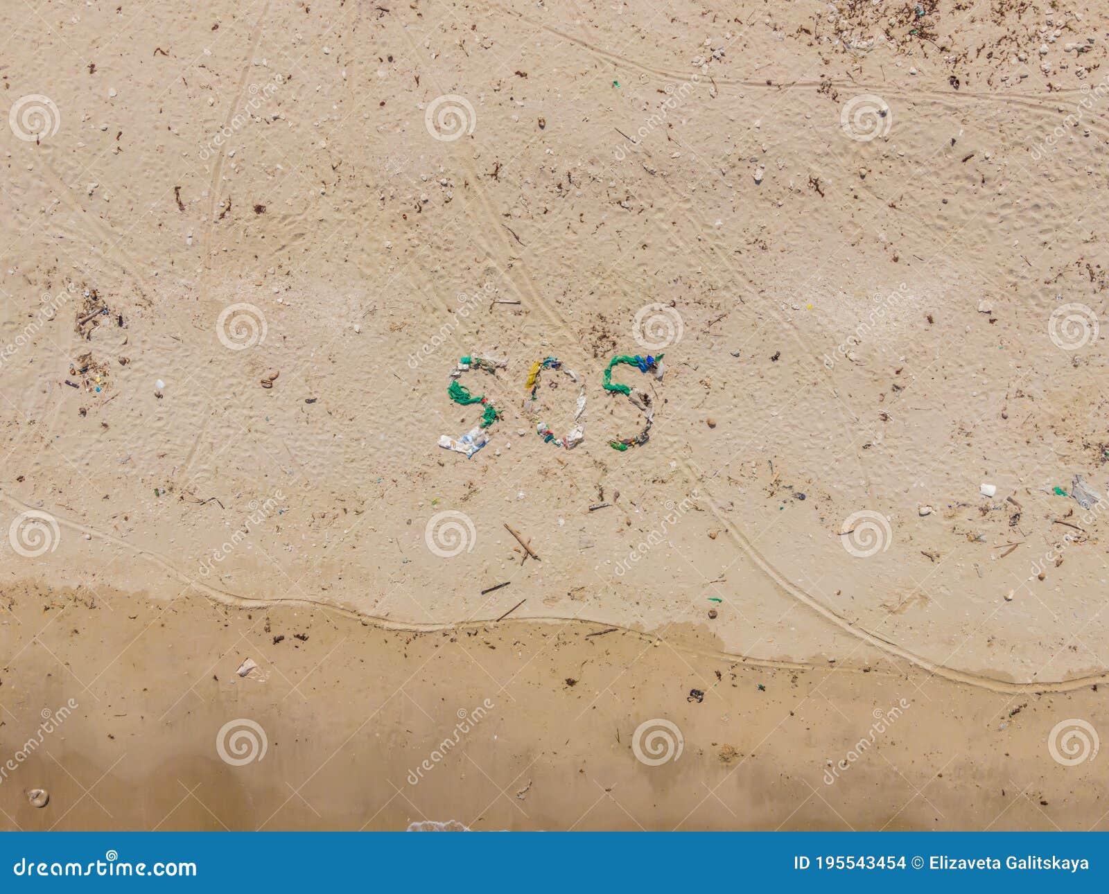 Environmental Problem. Ecology Concept. Plastic on the Beach with Sos ...