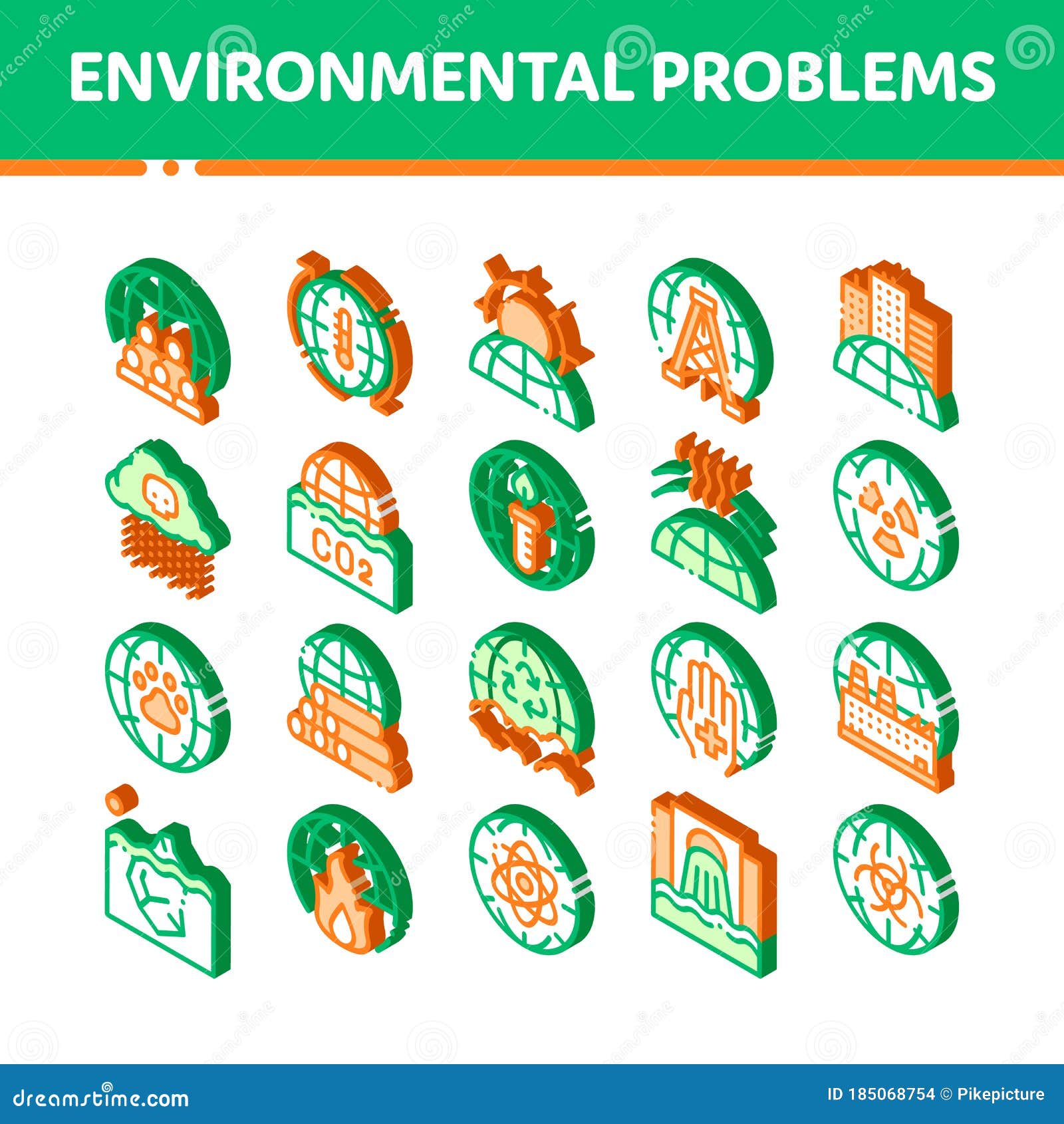 Environmental Problems Vector Isometric Icons Set Stock Vector ...