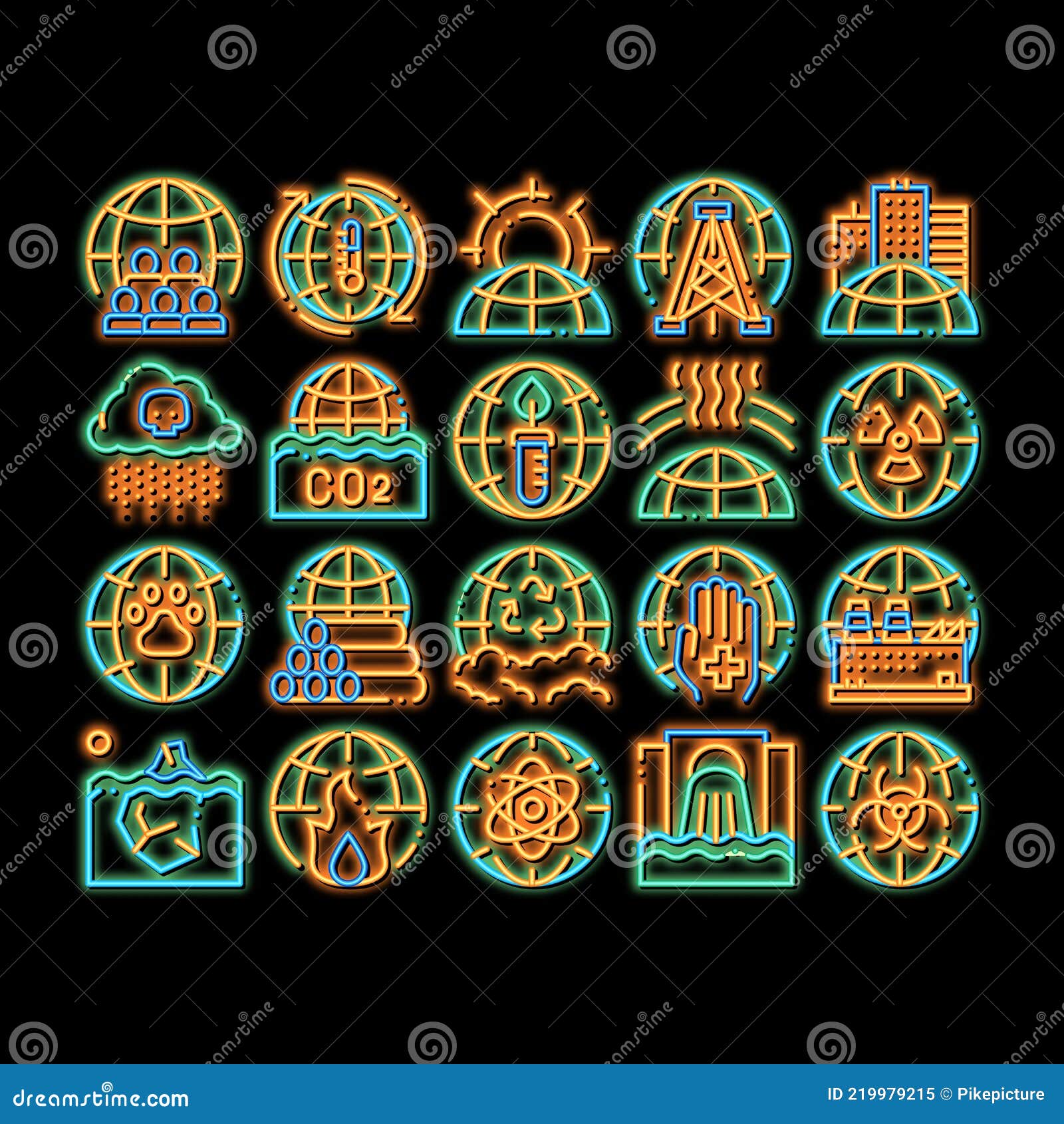 Environmental Problems Vector Neon Glow Icon Illustration Stock Vector ...