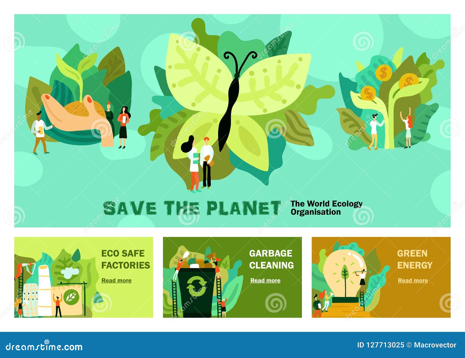 Environmental Restoration Horizontal Banners Stock Vector ...