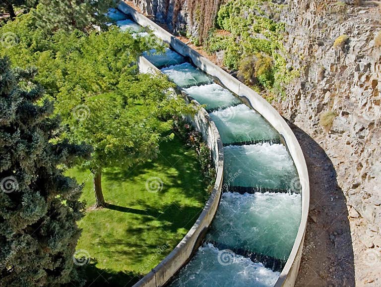 Environmental Salmon Fish Ladder Stock Image - Image of concrete ...
