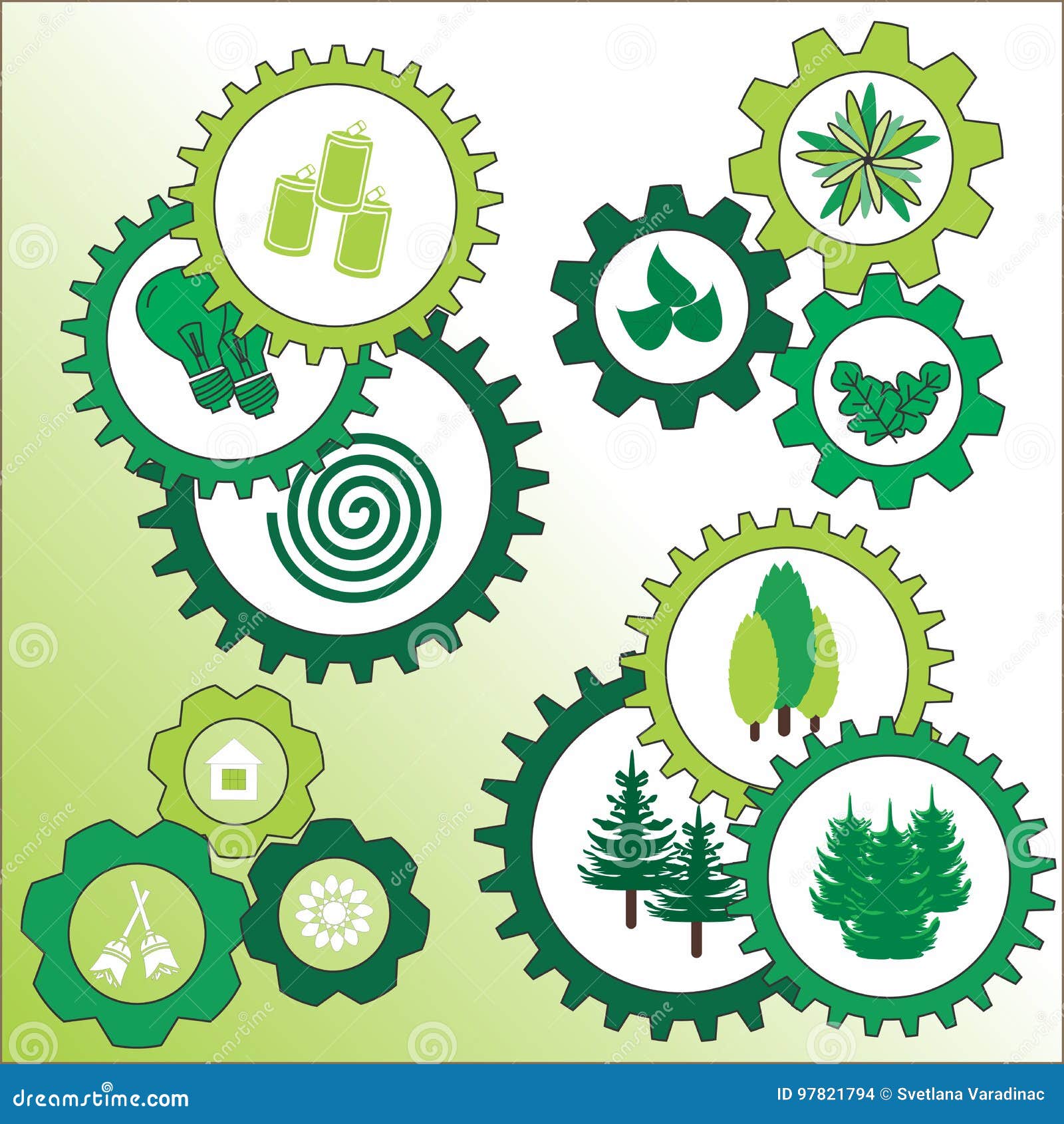 Environmental Signs with Tree and Pine. Stock Vector - Illustration of ...