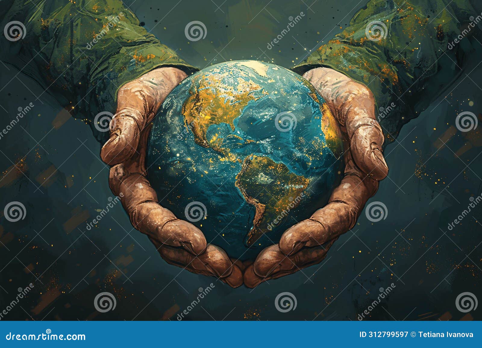 Environmental Stewardship: Hands Hold Earth Stock Illustration ...