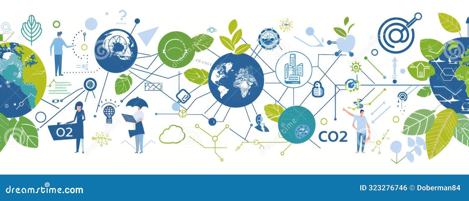 Environmental Sustainability and Technology Illustration Featuring ...