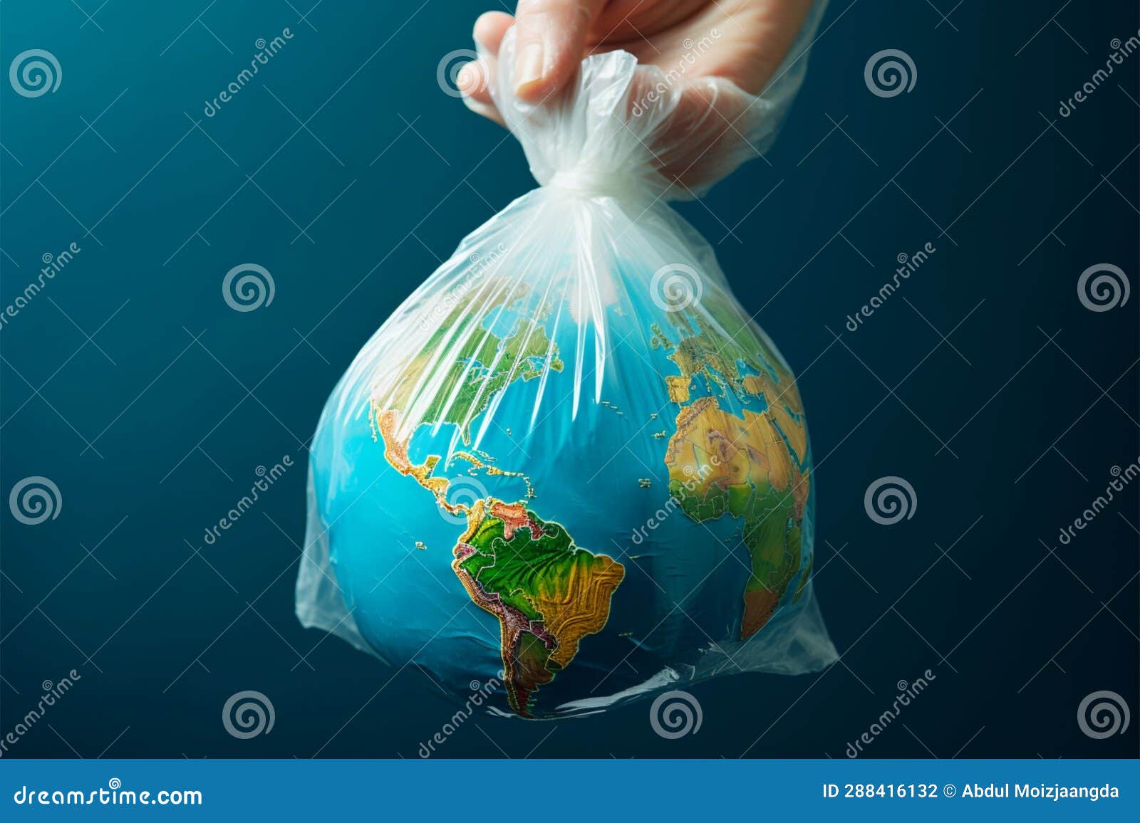Environmental Symbolism, Earth Trapped in a Plastic Bag Held by Hand ...