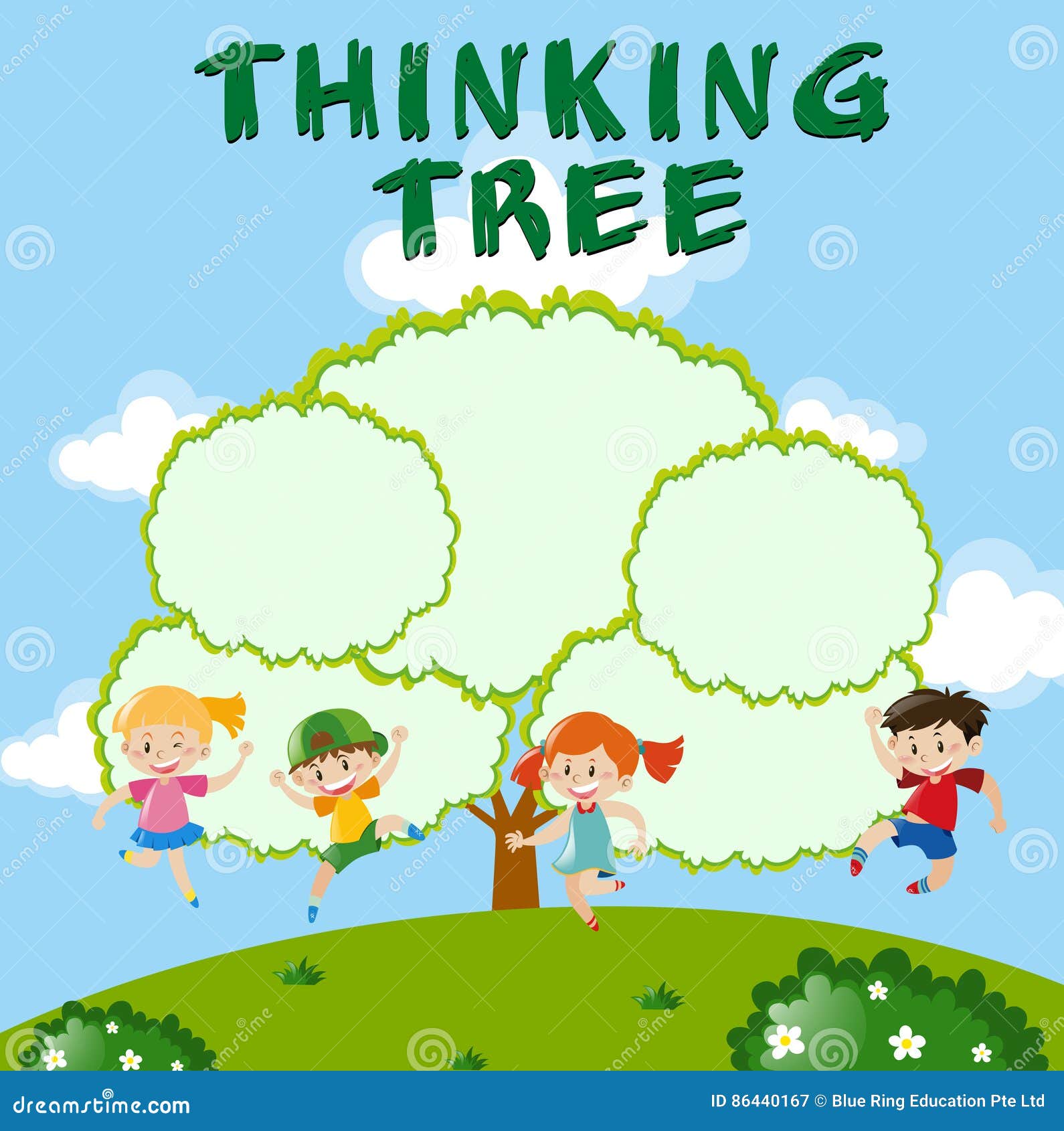 Environmental Theme with Thinking Tree Stock Vector - Illustration of ...