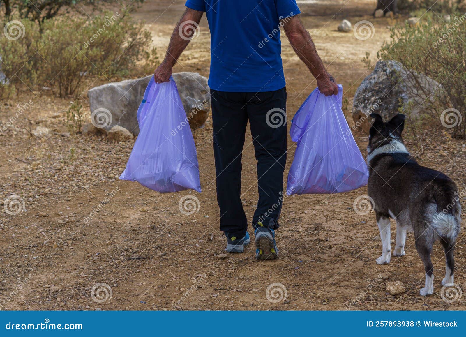 Environmentalist Man Picking Up Garbage from the Field Stock Photo ...