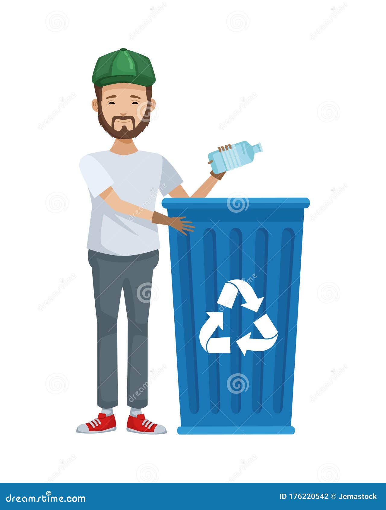Environmentalist Man Recycling Bottle in Waste Character Stock Vector ...