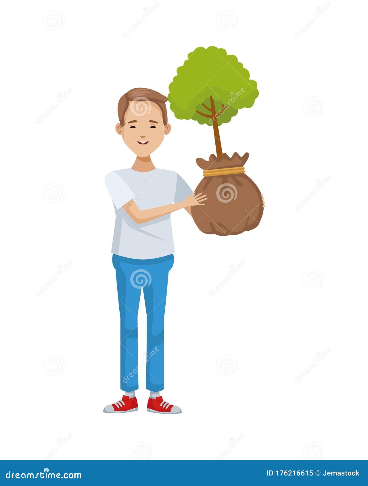 Environmentalist Man with Tree Plant Avatar Character Stock Vector ...