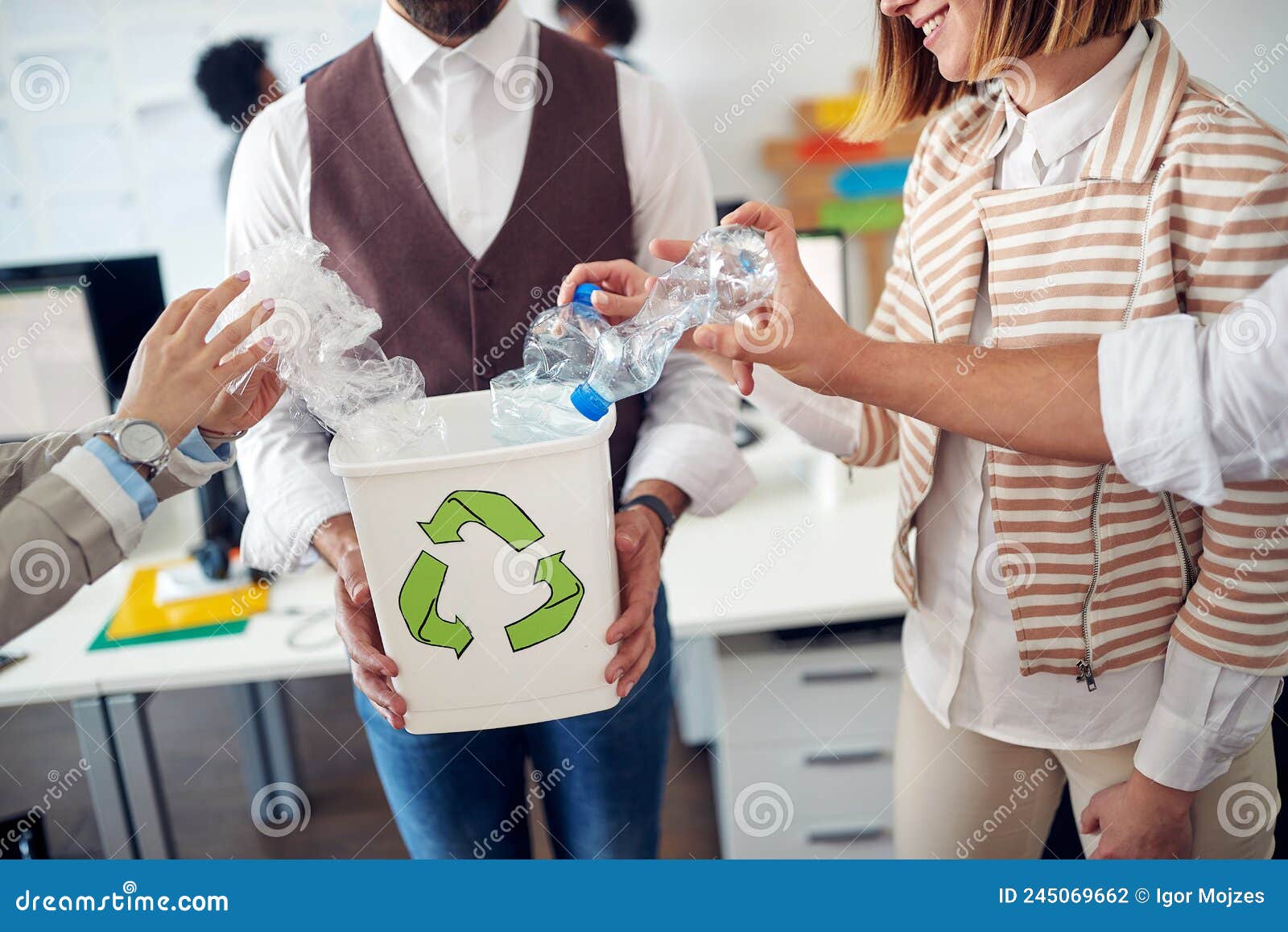 Environmentally Focused Employees Recycling Together Stock Photo ...